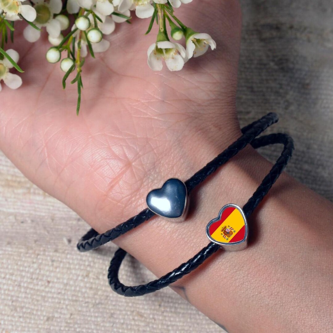 Spain Spanish Flag Heart Charm for Bracelet Stainless Steel Jewellery ...