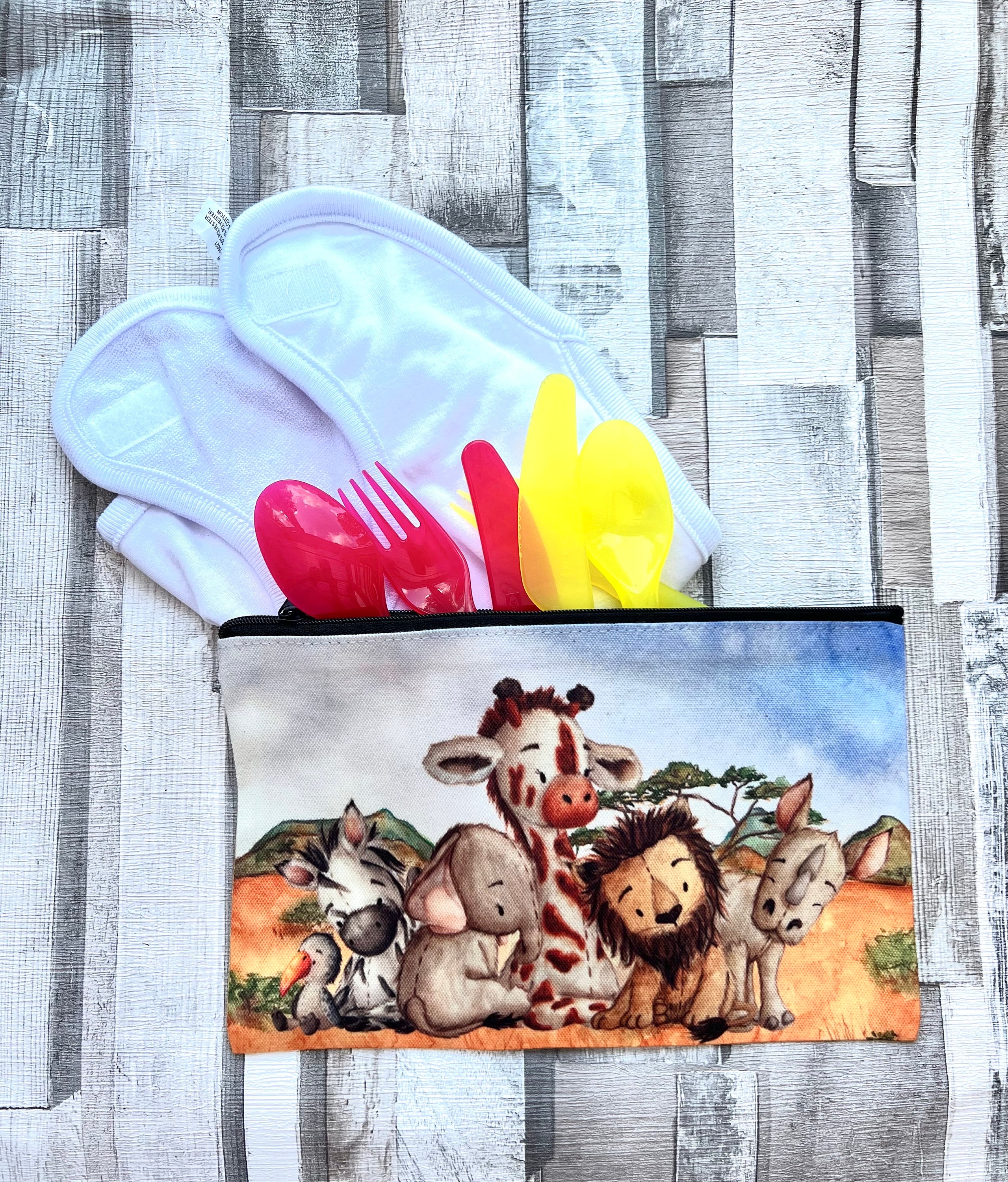 Nappy Diaper Safari Jungle Pouch Bag Wipes Storage Changing Bag Animals ...