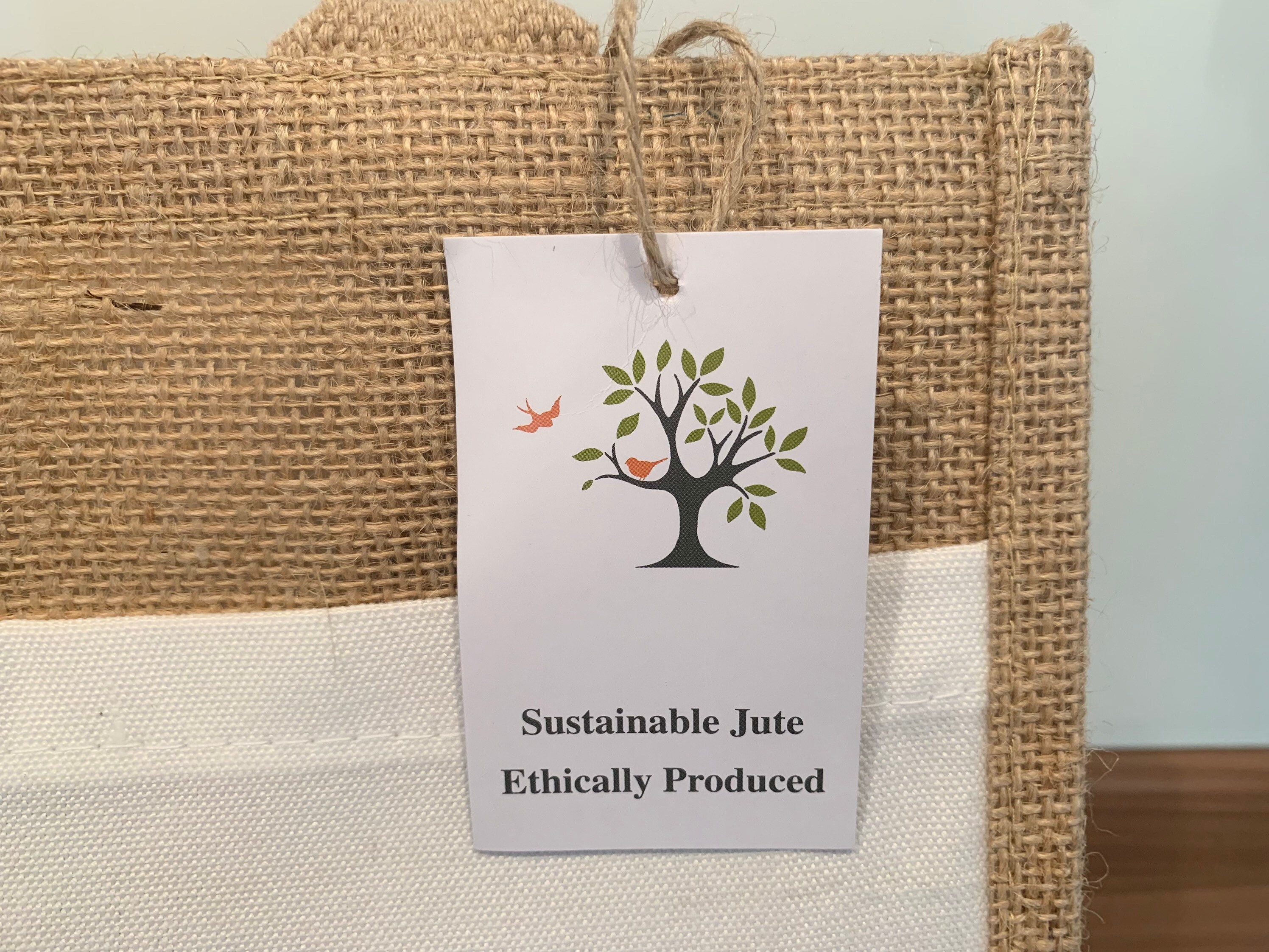 Protea Gold Circle Jute Bag With Fabric Pocket. Eco-friendly Hessian ...