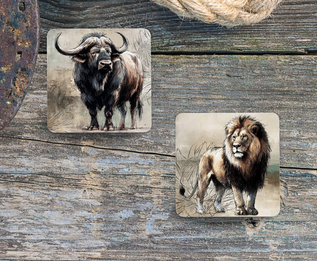 Coasters Set of Six SA Big Five Animals and Springbok South Africa ...
