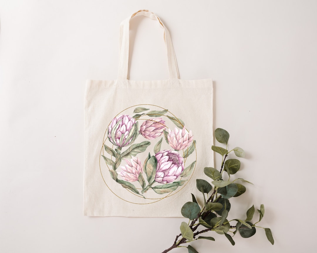 Protea Bouquet Tote Bag, Elegant Floral Wedding Gift - Etsy