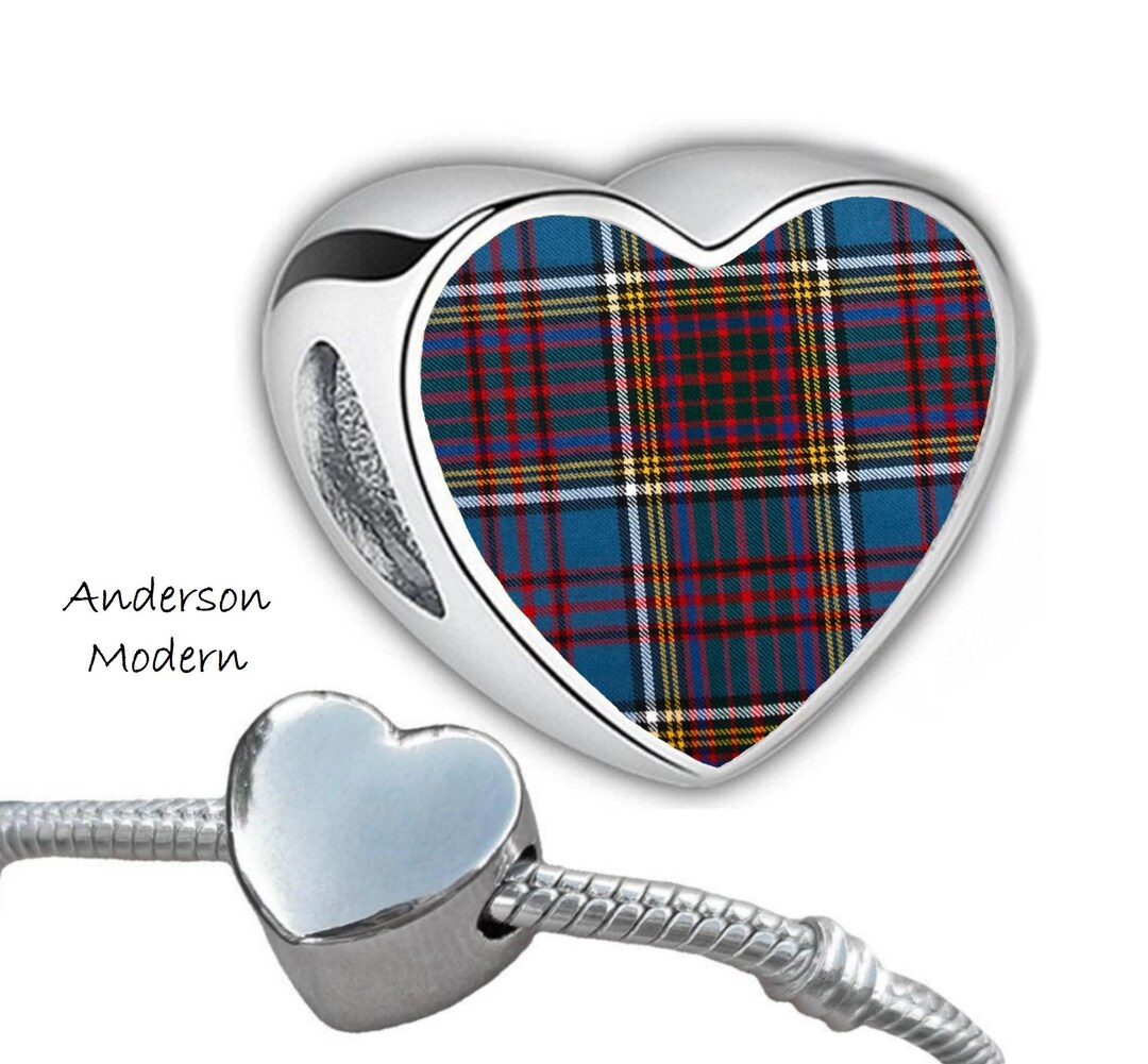 Anderson Clan Scots Tartans Heart Shaped Stainless Steel Addon Charm ...