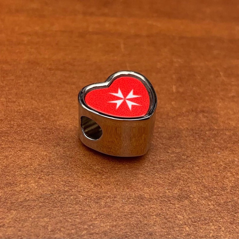 Malta Maltese Cross Flag Heart Charm for Bracelet Stainless Steel ...