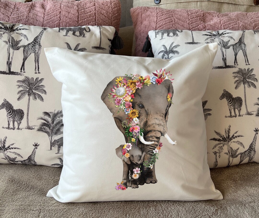 Elephant and Baby Cushion Plush White Deluxe 'soft Feel' Scatter ...