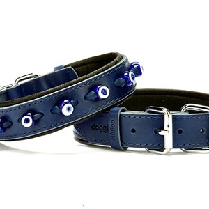Leather Dog Collars, Traditional Evil Eye Bead, Beaded Dog Collars ...