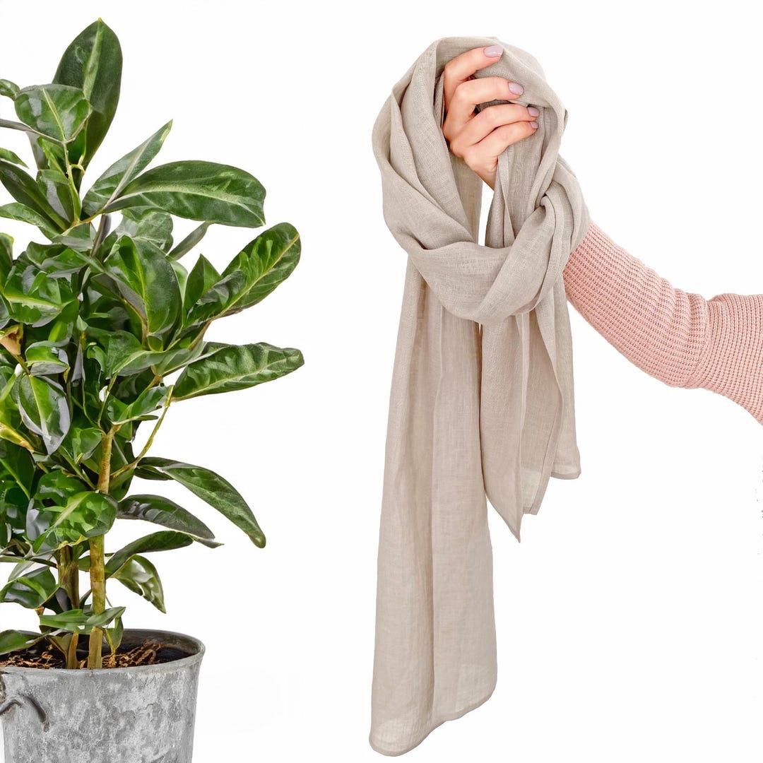 Stylish Light Weigh Natural Linen Scarf, Trendy Linen Colours, Various ...