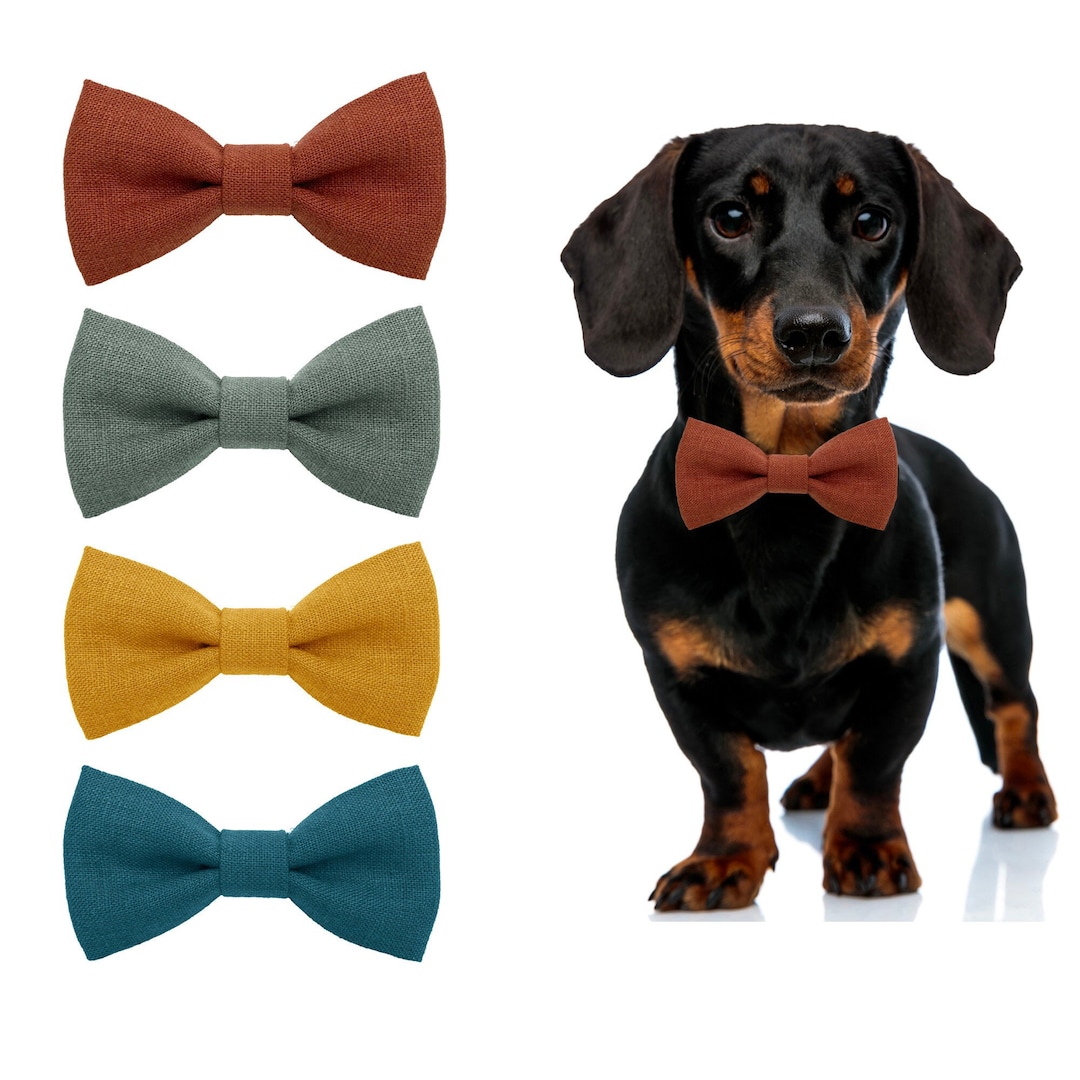 Custom Bow Tie for Dogs, Wedding Pet Linen Bow Tie, Bow Tie, Wedding ...