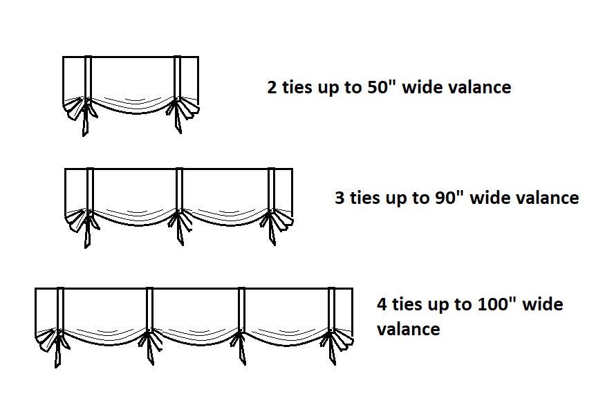 Fully Lined Tie up Valance/shade/kitchen Curtain: Damask-like Floral 1 ...