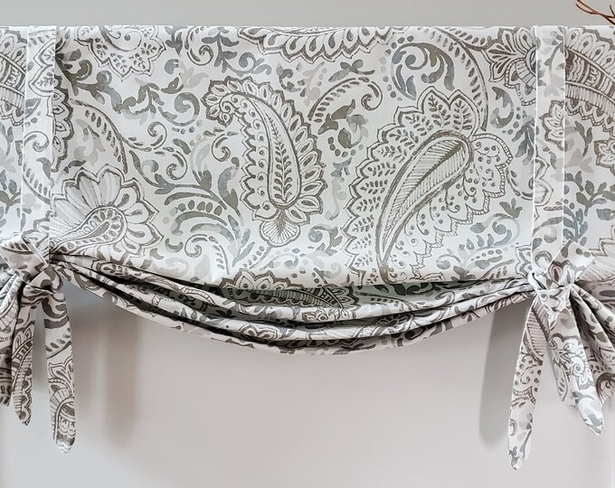 Tie up Valance Fully Lined/shade/kitchen Curtain: Paisley Ecru - Custom ...