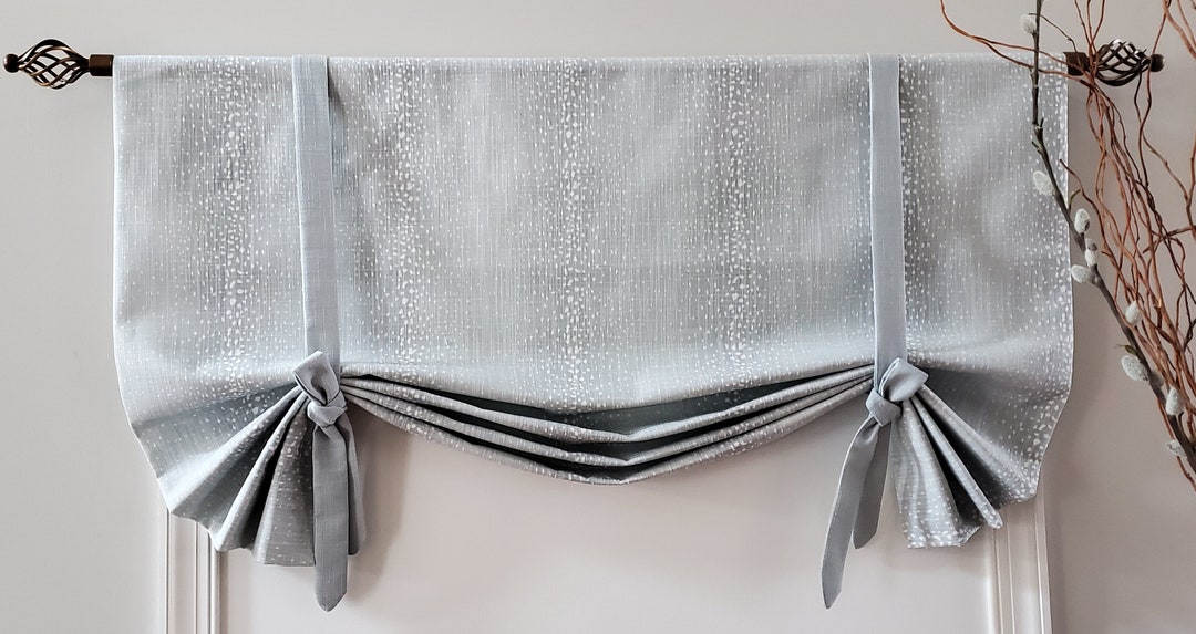 Tie up Valance Fully Lined/shade/kitchen Curtain: Antelope Mineral Blue ...