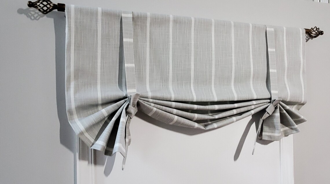 Tie up Valance Fully Lined/shade/kitchen Curtain: Windridge French Gray ...