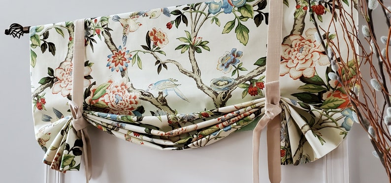 Tie up Valance Fully Lined/shade/kitchen Curtain: Waverly Nature Bird ...