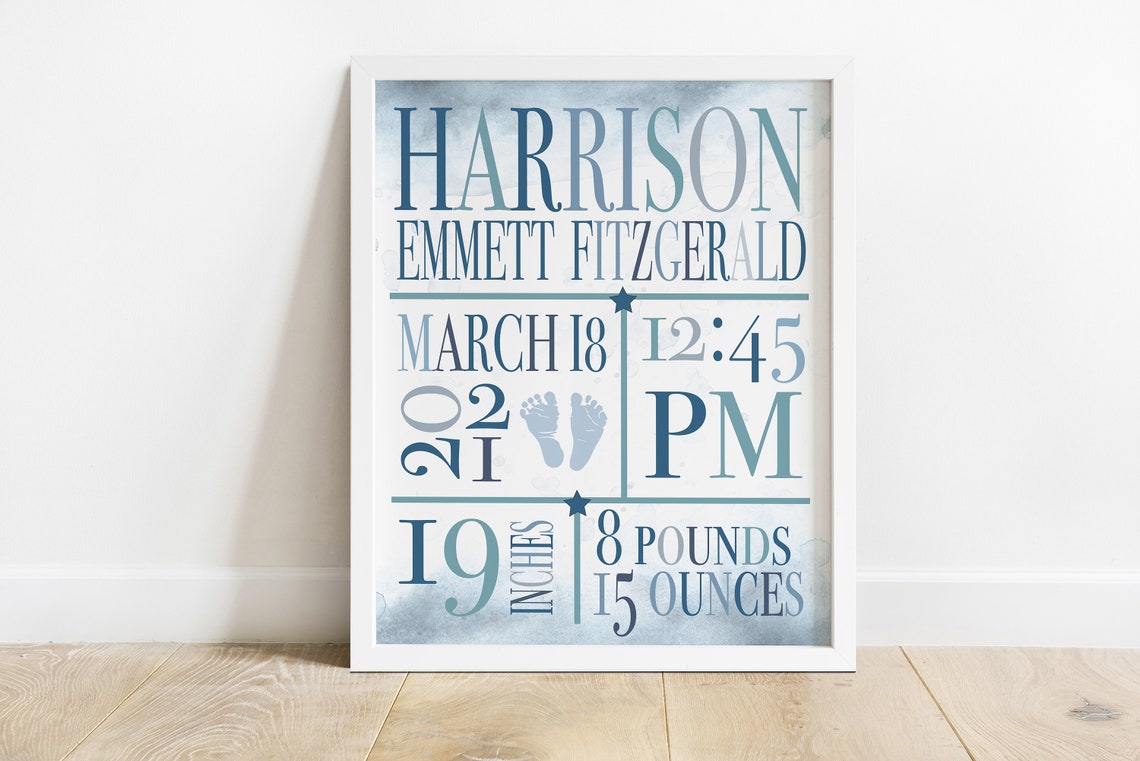 Birth Stats Sign, Birth Announcement, Custom Baby Gift, Custom Baby ...