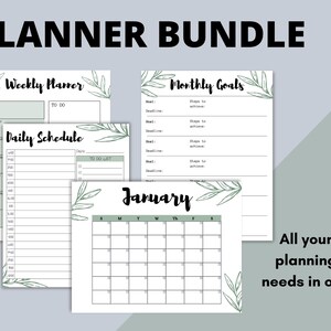 Planner Bundle Full Calendar, Weekly & Daily Schedules, Monthly Goals ...