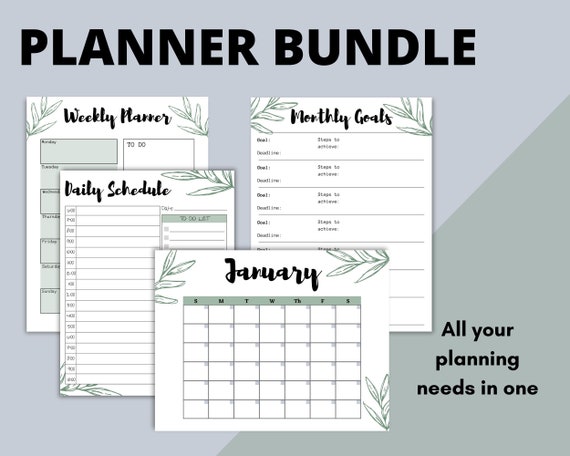 Planner Bundle Full Calendar Weekly & Daily Schedules | Etsy