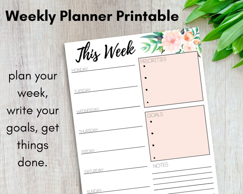 Weekly Planner Printable Week Organizer Fillable Week - Etsy Hong Kong