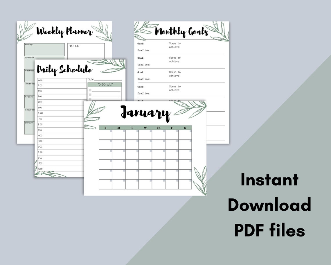 Planner Bundle Full Calendar, Weekly & Daily Schedules, Monthly Goals ...