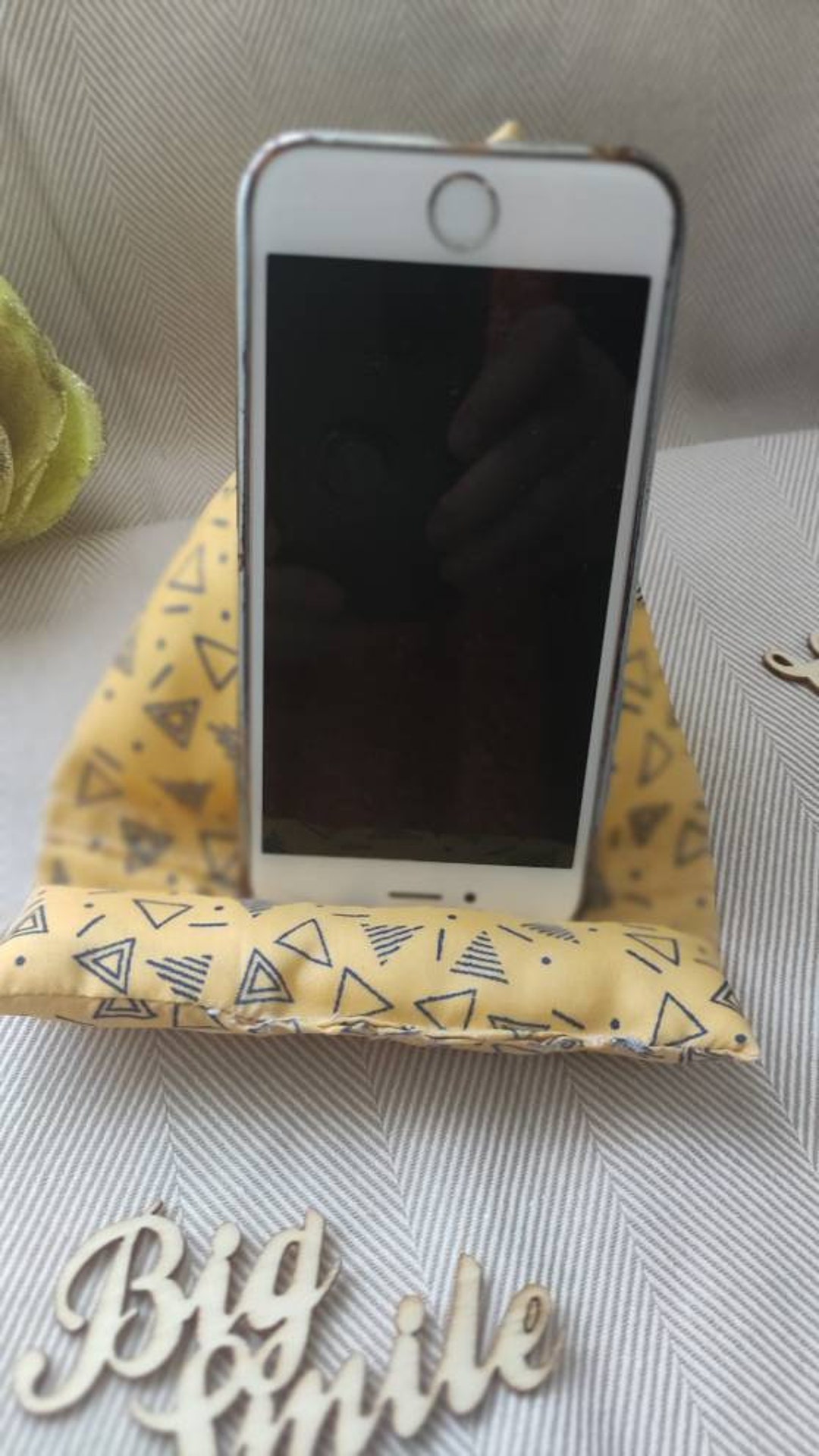 Mobile Phone Cushion and Tablets. Yellow and Black Phone Holder ...