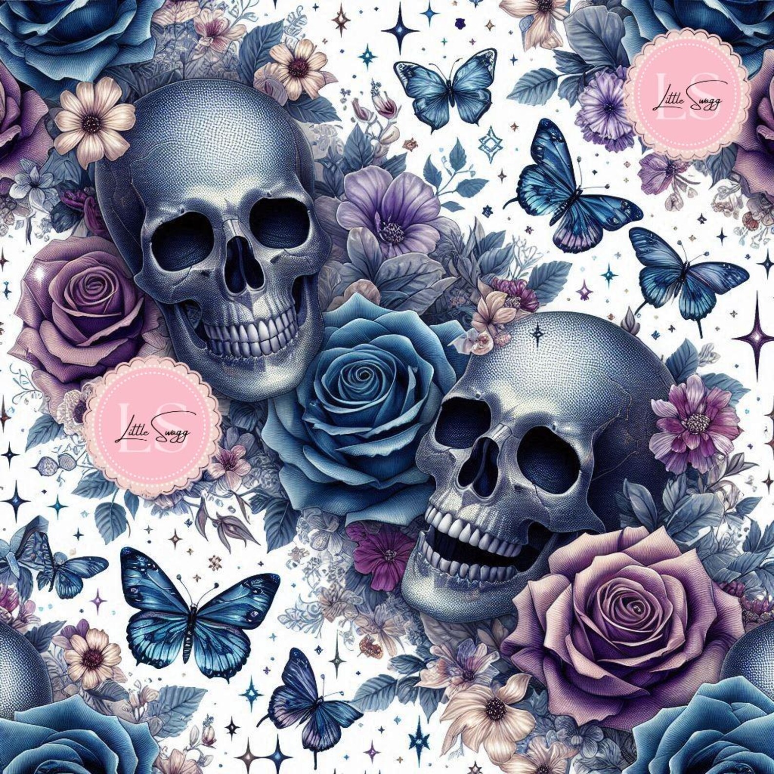 Repeating Gothic Skull Skeleton Pattern File for Sublimation for ...