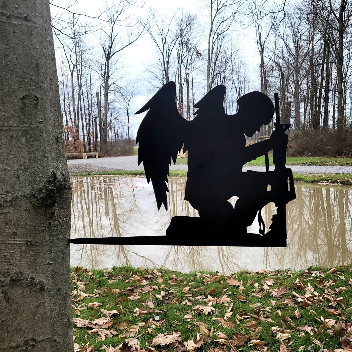 Fallen Soldier Angel Kneeling Soldier Silhouette Decorative - Etsy