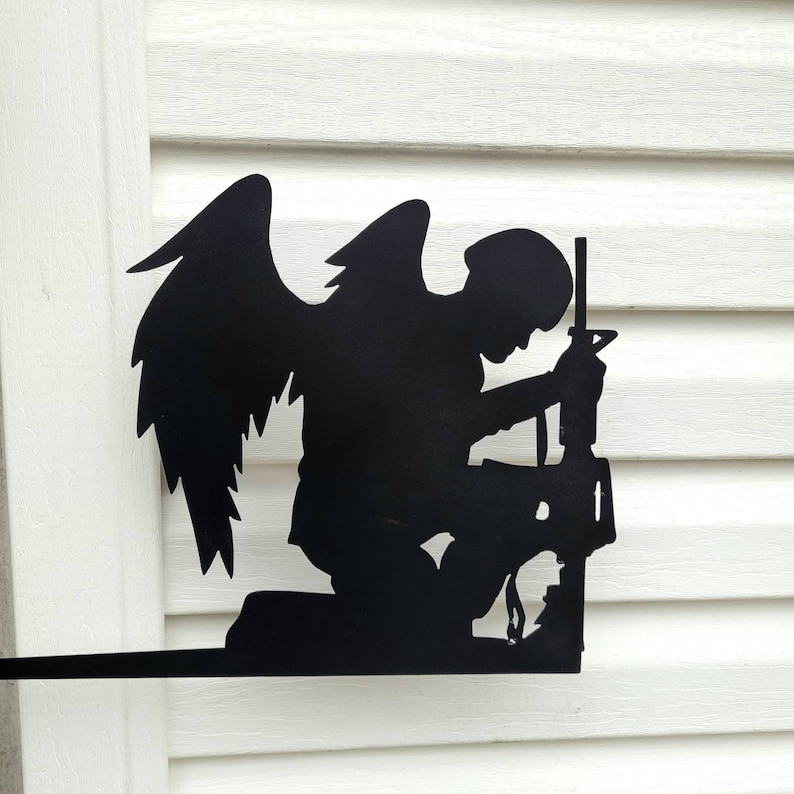 Fallen Soldier Angel Kneeling Soldier Silhouette Decorative - Etsy