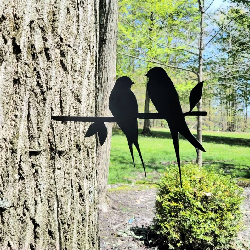Love Birds Tree Stake: Metal Yard Art, Bird Lover Gift - Etsy
