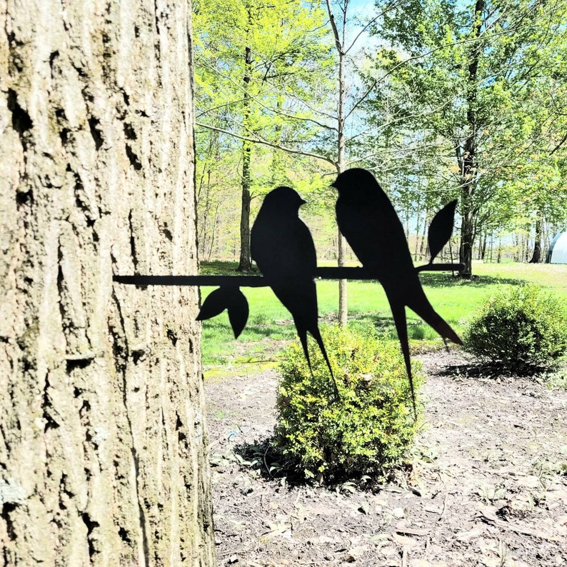 Love Birds Tree Stake: Metal Yard Art, Bird Lover Gift - Etsy