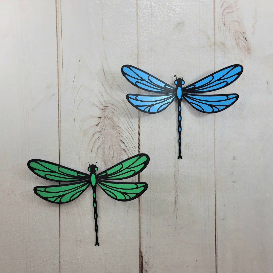 Painted Dragonfly Metal Wall Hanger, Colorful Dragonfly Wall Art, Door ...