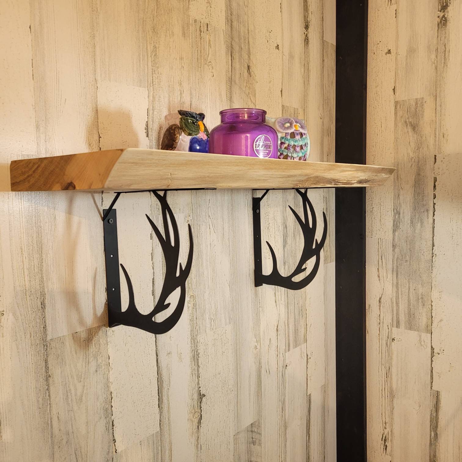Buck Antler Shelf Bracket Set: Rustic Hunting Decor - Etsy