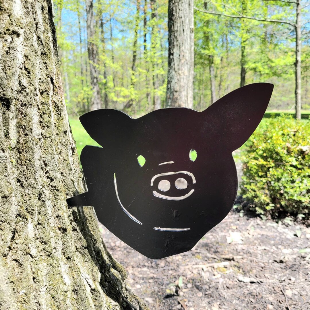 Pig Tree Stake, Pig Decor for Home, Metal Yard Art for Barn, for ...