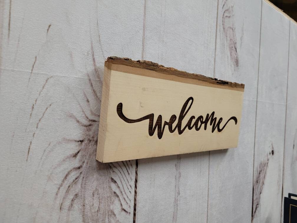 Rustic Welcome Sign Live Edge Wood Sign Farmhouse Welcome | Etsy