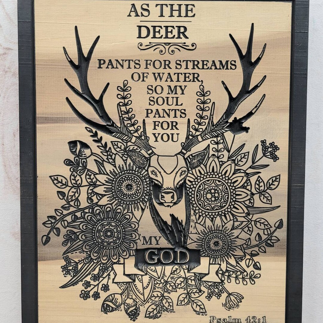 Psalm 42 Deer Carved Wood Sign: Religious Wall Decor - Etsy