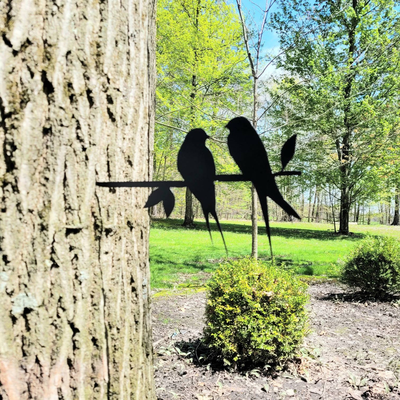 Love Birds Tree Stake: Metal Yard Art, Bird Lover Gift - Etsy