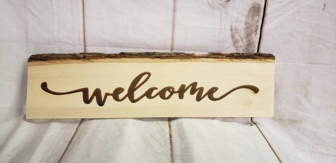 Rustic Welcome Sign Live Edge Wood Sign Farmhouse Welcome | Etsy