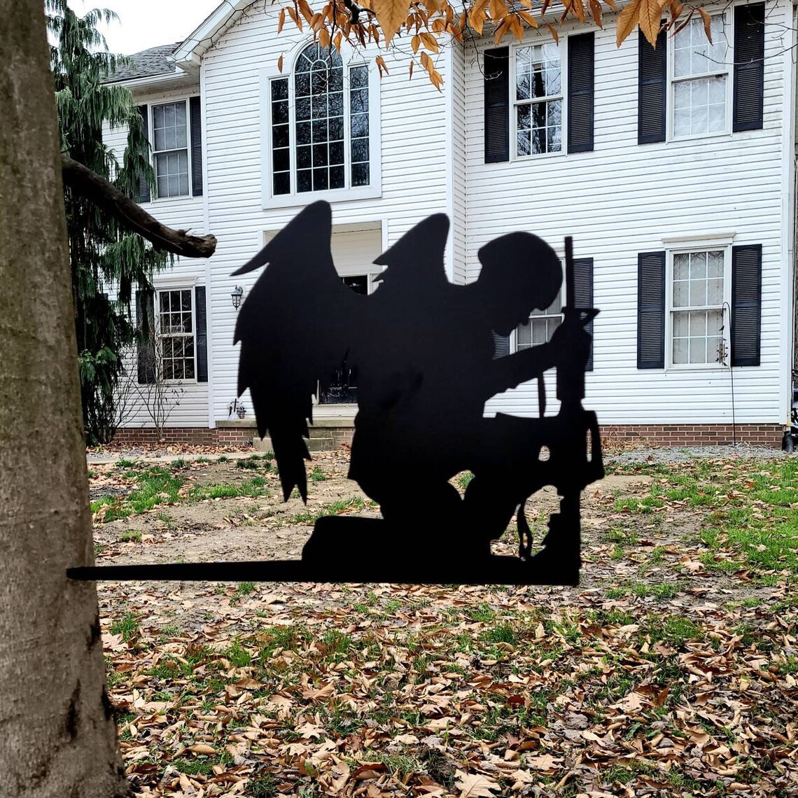 Fallen Soldier Angel Kneeling Soldier Silhouette Decorative - Etsy