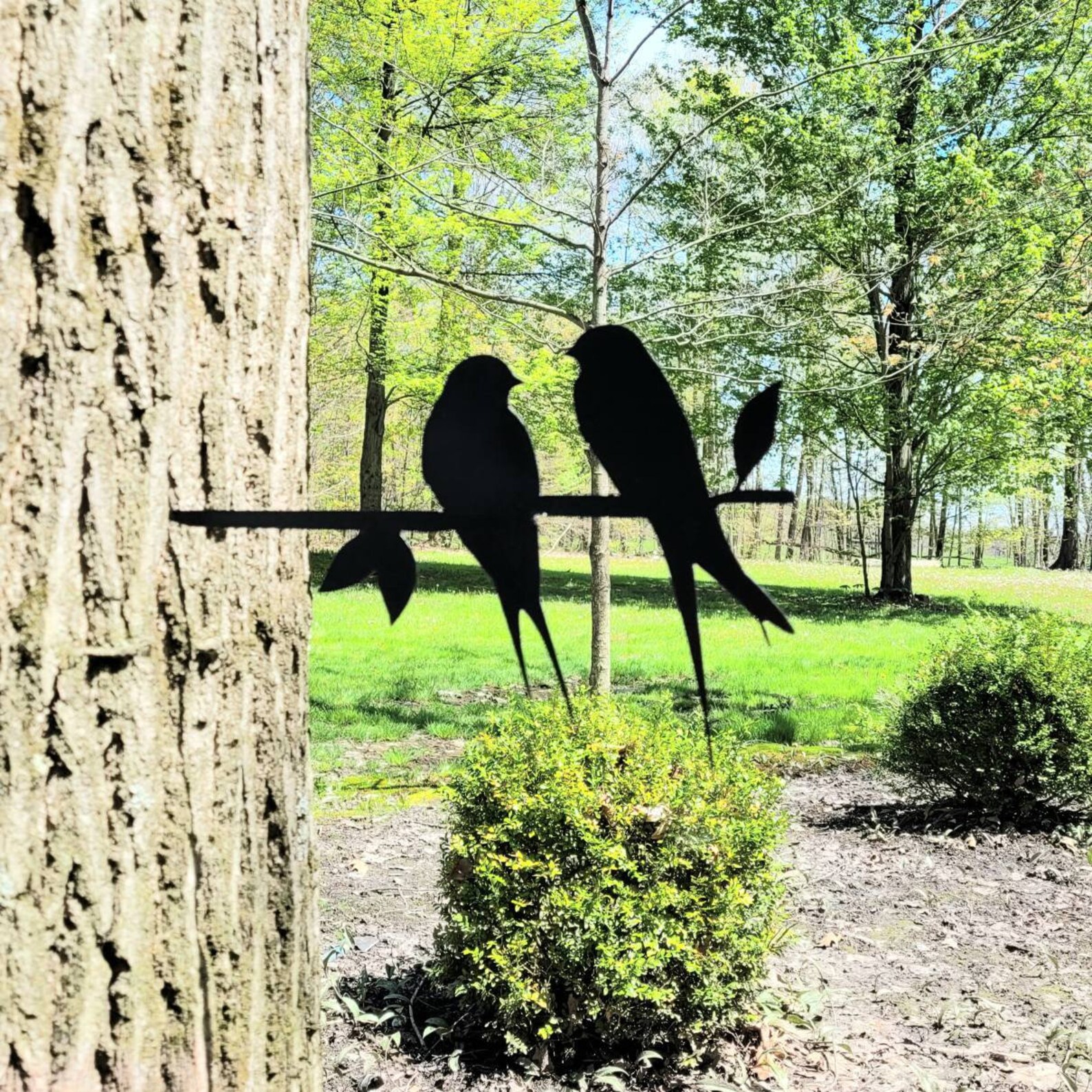 Love Birds Tree Stake: Metal Yard Art, Bird Lover Gift - Etsy