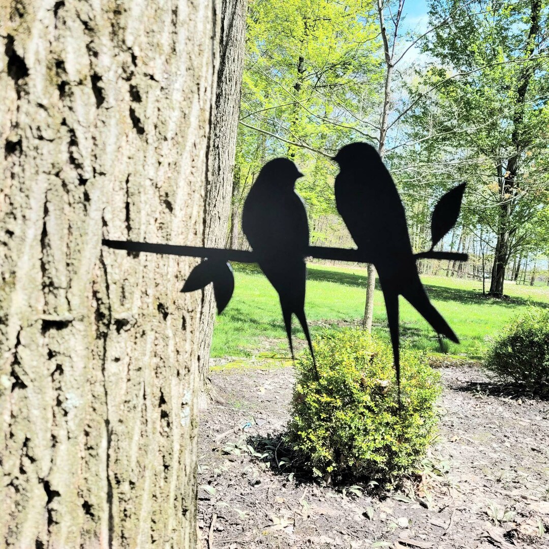 Love Birds Tree Stake: Metal Yard Art, Bird Lover Gift - Etsy