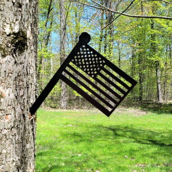 American Flag Tree Stake Metal USA Flag Yard Art for Fence - Etsy
