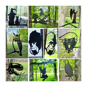 Sloth Tree Stake: Metal Yard Art, Outdoor Fence Decor - Etsy