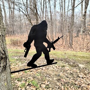 Bigfoot Silhouette With Guns, Decorative Tree Stake, Sasquatch Gifts ...
