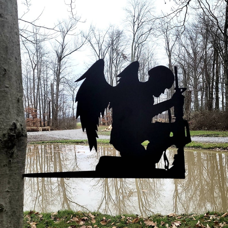 Fallen Soldier Angel Kneeling Soldier Silhouette Decorative - Etsy
