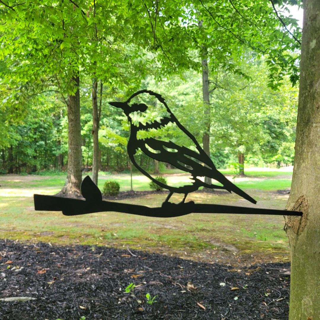 Blue Bird Decorative Tree Stake, Metal Yard Art Animals, Songbird Decor ...
