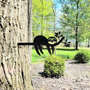 Sloth Tree Stake: Metal Yard Art, Outdoor Fence Decor - Etsy