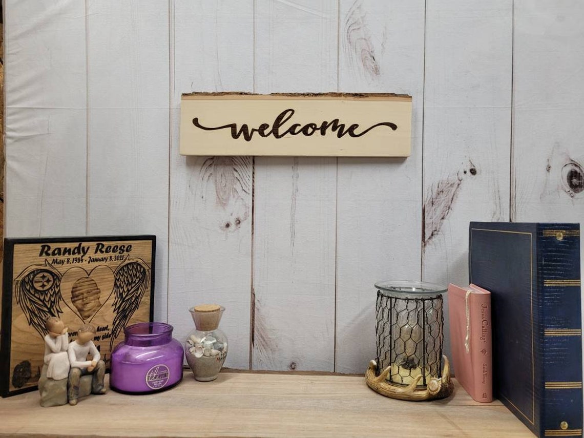 Rustic Welcome Sign Live Edge Wood Sign Farmhouse Welcome - Etsy