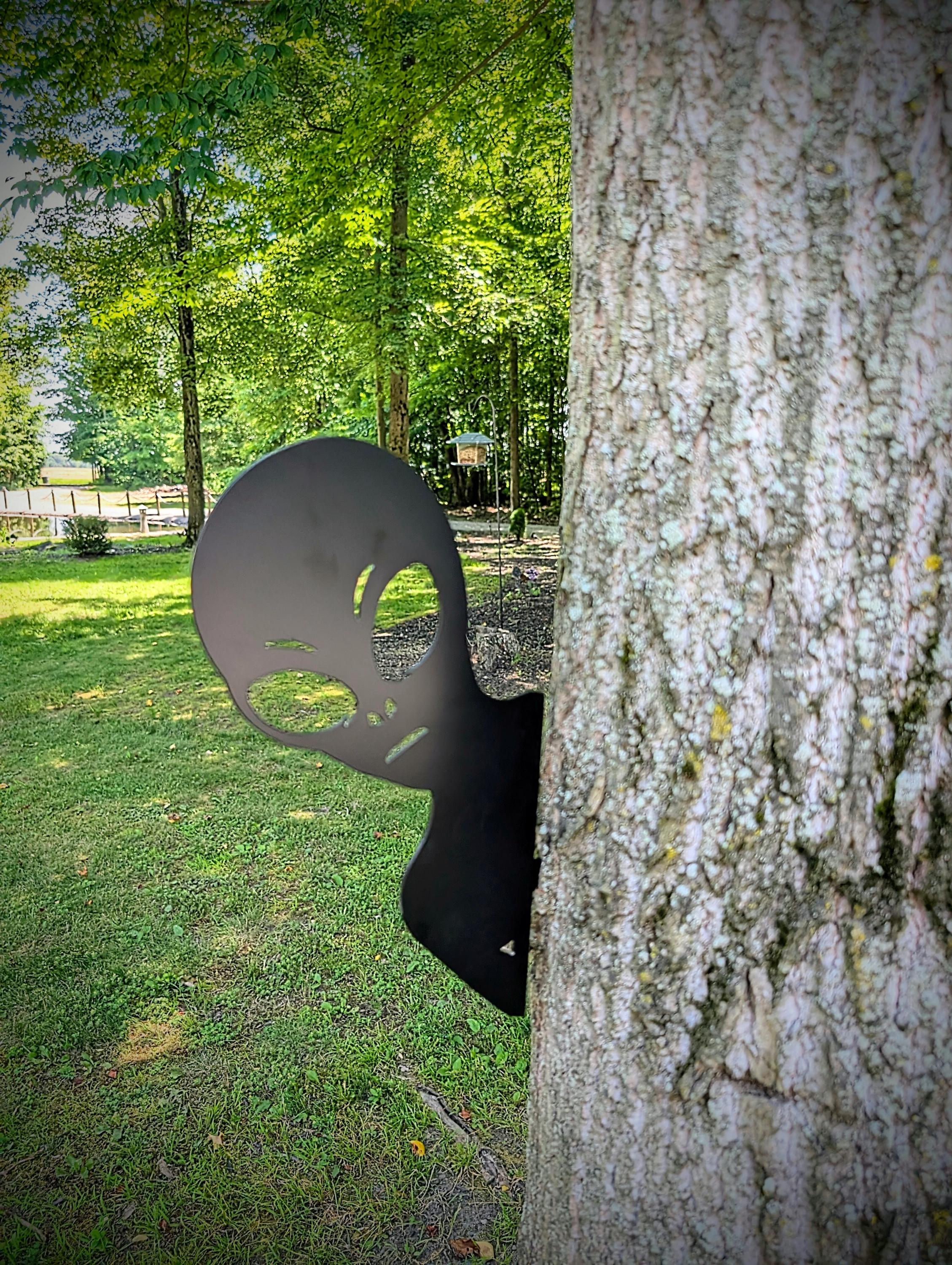 Metal Alien Yard Art: Extra Terrestrial Corner Peeker Bracket, UFO ...