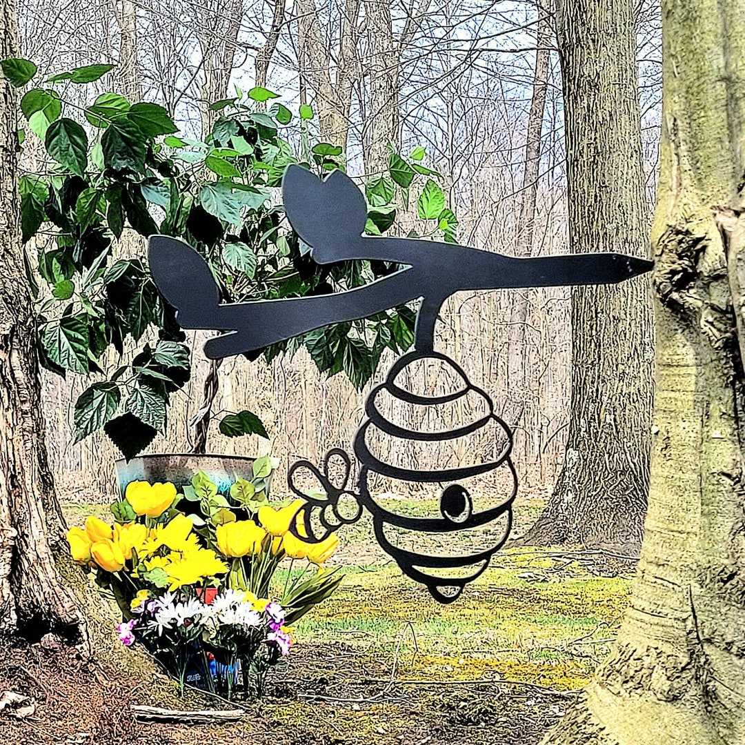 Beehive Tree Stake: Metal Honey Bee Garden Decor - Etsy