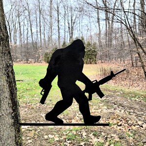 Bigfoot Silhouette With Guns, Decorative Tree Stake, Sasquatch Gifts ...