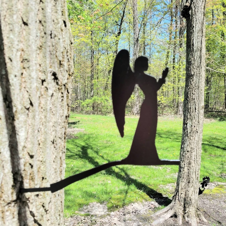 Angel Silhouette Tree Stake Metal Yard Art Fence - Etsy