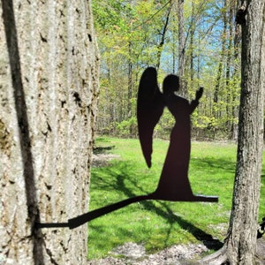 Angel Silhouette, Tree Stake, Metal Yard Art, Fence Decoration, Mailbox ...