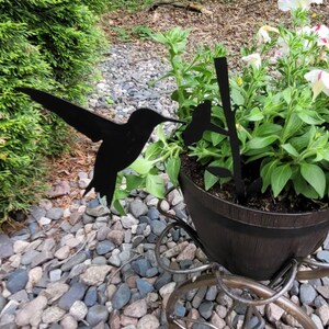 Hummingbird Garden Stake: Metal Yard Art, Potted Plant Decor - Etsy
